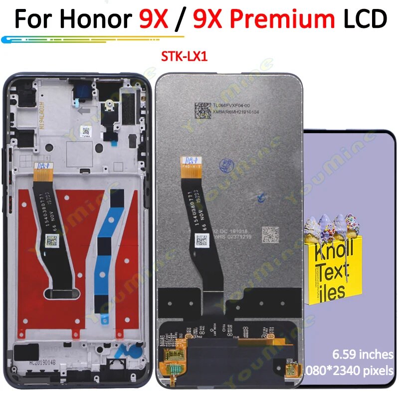 ЖК-дисплей 6,59 дюйма для Honor 9X STK-LX1 стандарта Honor 9X Premium Global Edition Black no frame