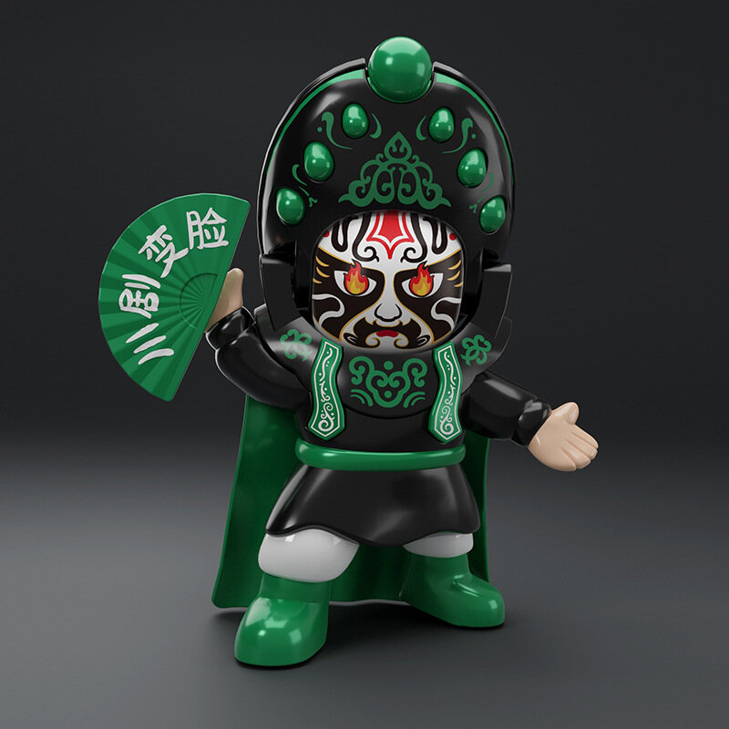 Кукла для изменения лица Сычуаньская опера для лица Сычуаньская опера изменила лицо [зеленый] opp-сумка