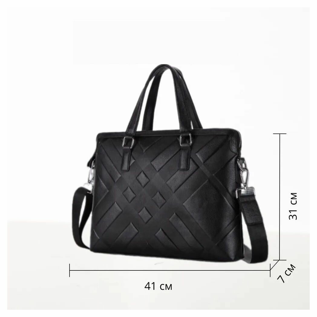 Сумка для ноутбука портфель для документов и macbook 15.6,13.3,14 дюймов Bears&Eagles Stripe из натуральной кожи премиум