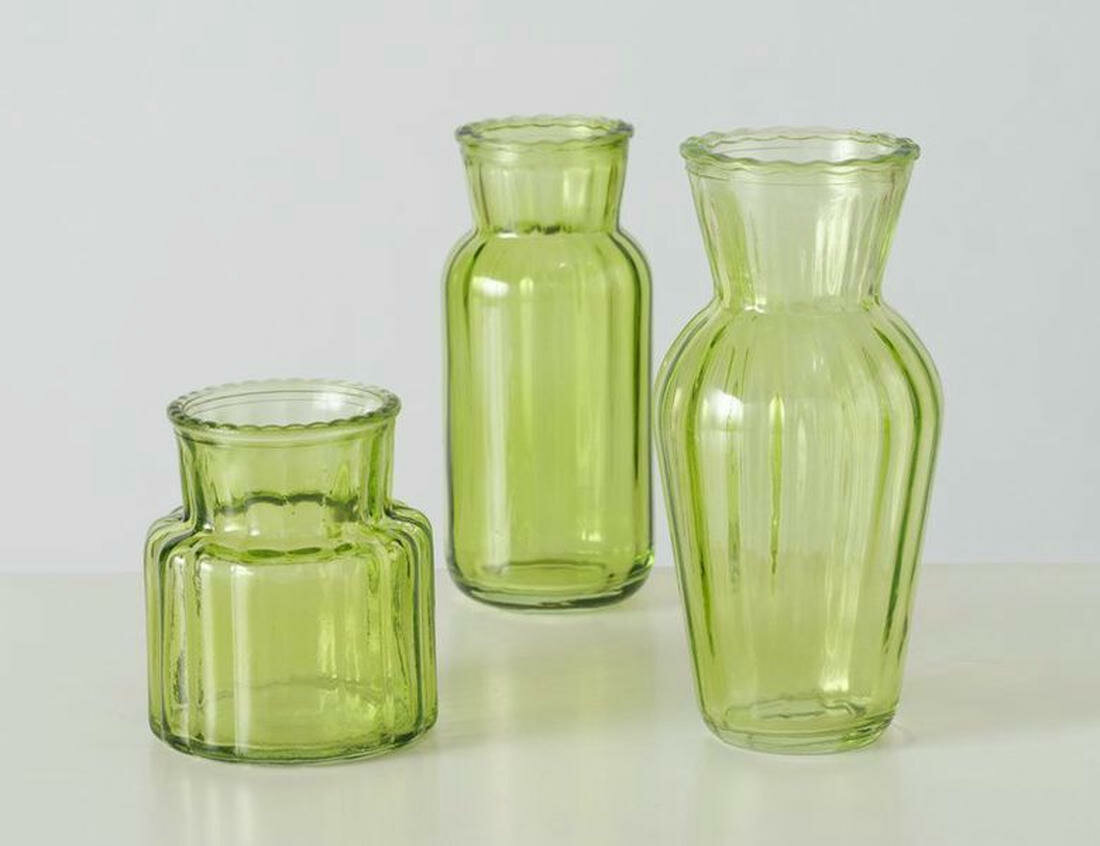 Набор декоративных ваз, стекло, зелёный, 916 см, 3 шт, Boltze