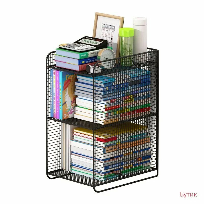 Стеллаж для хранения вещей в спальне с щелевой прикроватной тумбочкой из кованого железа35х25х50 см