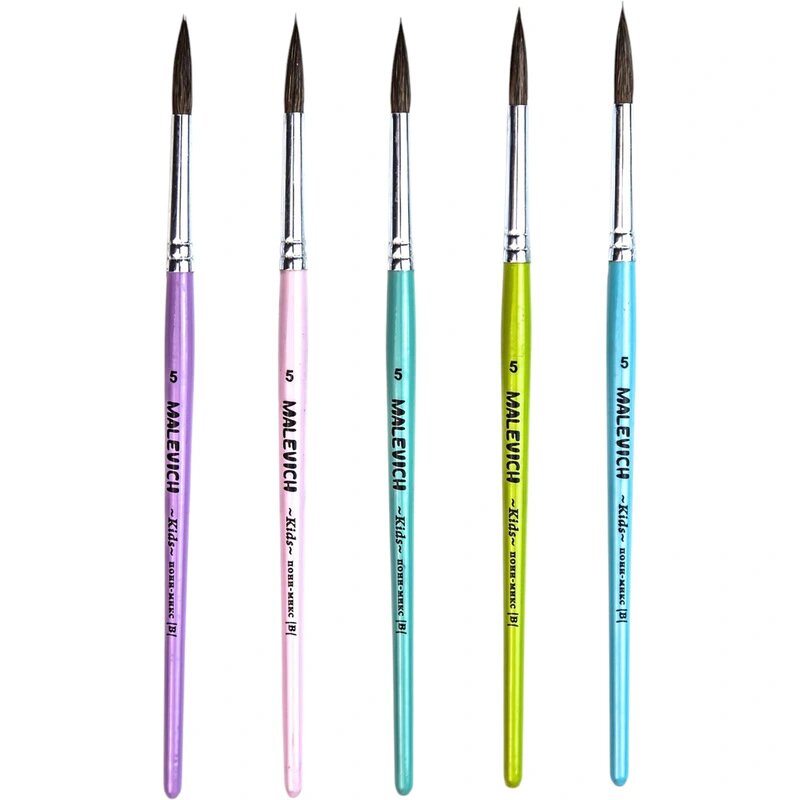 Кисть художеств. Малевичъ Kids пони, сред. жестк, круглая,№5, корот. ручка,733105