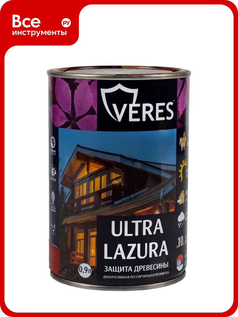 Пропитка Veres Ultra Lazura №7 махагон 0.9 л 1/6 42031, 0.9 л
