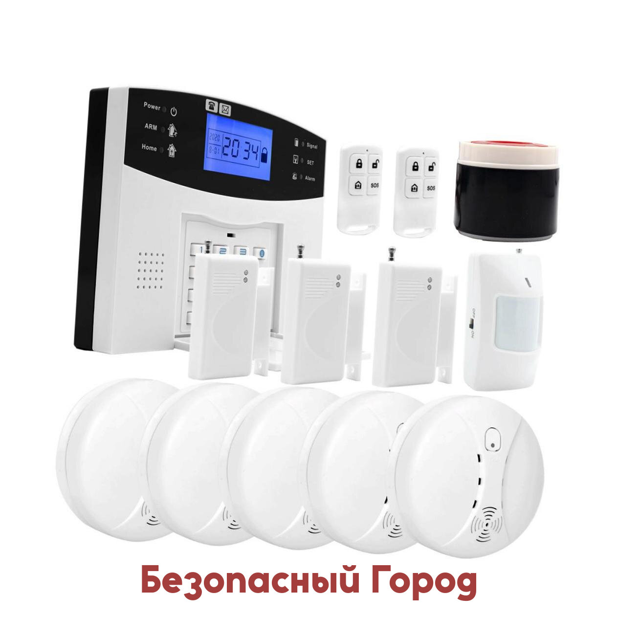 Комплект: автоматическая пожарная GSM/4G сигнализация Strazh-GSM Сигнал 12 (СМС) (B93154OK) 12 радиоканальными датчиками в комплекте для квартиры и