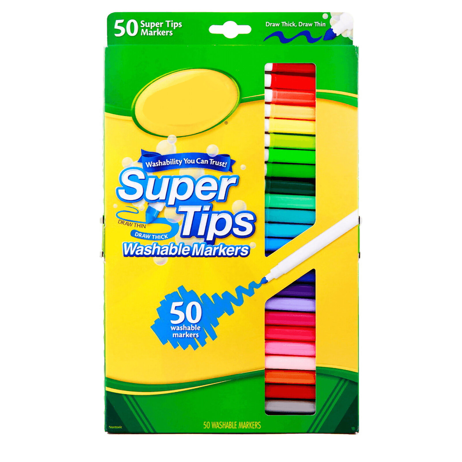 Набор моющихся маркеров для детей: 50 цветов, безопасные, тонкий стержень, долговечные