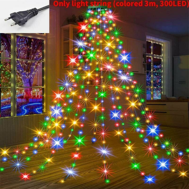 Christmas led tree top star lights with low voltage power for seasonal decor eu 3m 300led