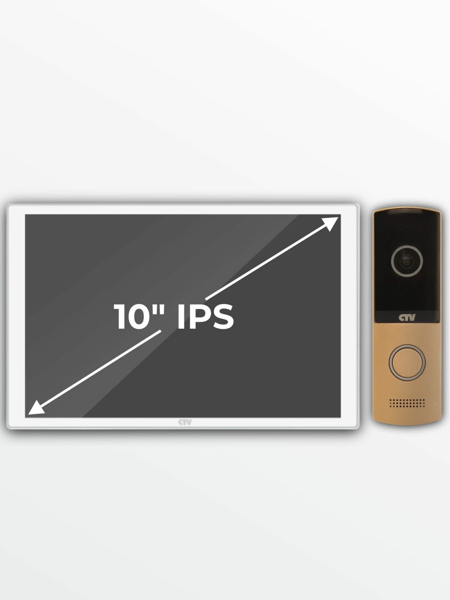 Комплект WiFi видеодомофон для квартиры: монитор 10" CTV-M5121 Q (W) + вызывная панель CTV-D4003NG (CH), для дома, офиса, Ai-детекция, функция видеорегистратора, подключение к подъездному домофону