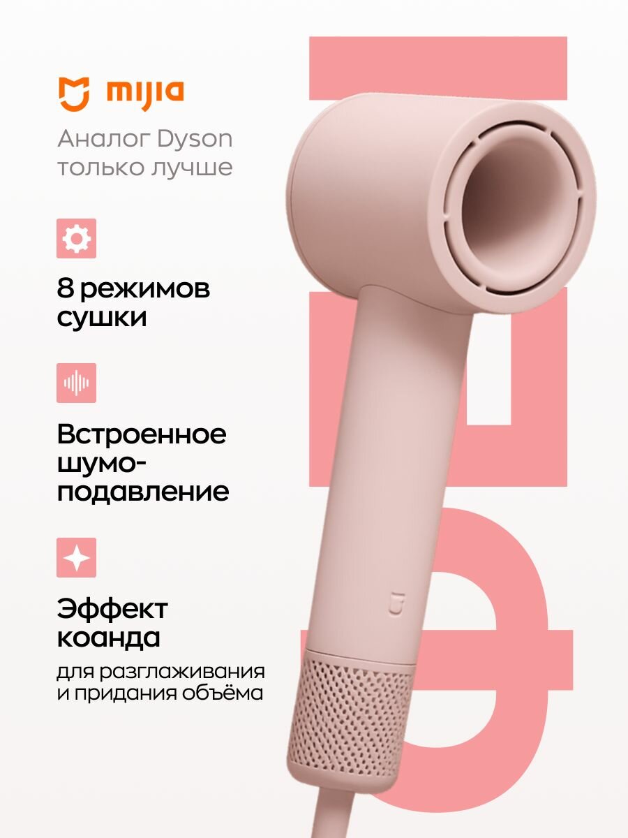 Фен для волос профессиональный Xiaomi GSHF04LF с ионизацией, Rose, подарок женщине