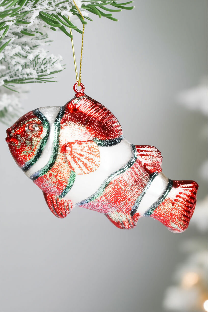 Ёлочная игрушка рыбка-клоун, стекло, 12 см, Winter Deco 4070111