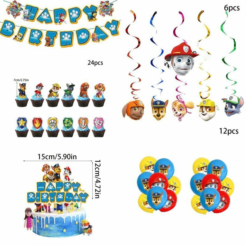 Party supplies cheerful birthday decor including balloons and toppers 43pcs set