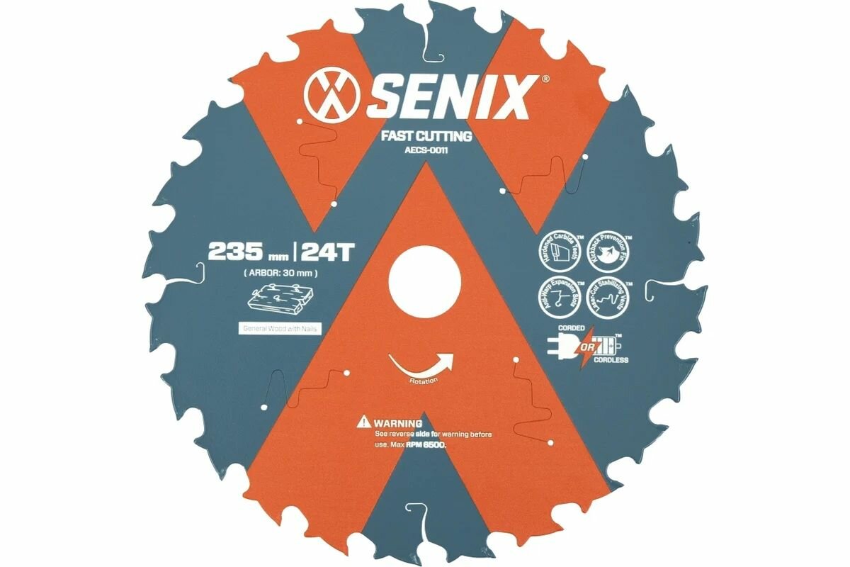 Диск пильный по дереву 235х30 мм, 24Т SENIX AECS-0011