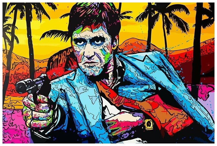 Картина по номерам на холсте Фильм Лицо со шрамом Scarface Тони Монтана - 6657 Г 60x40