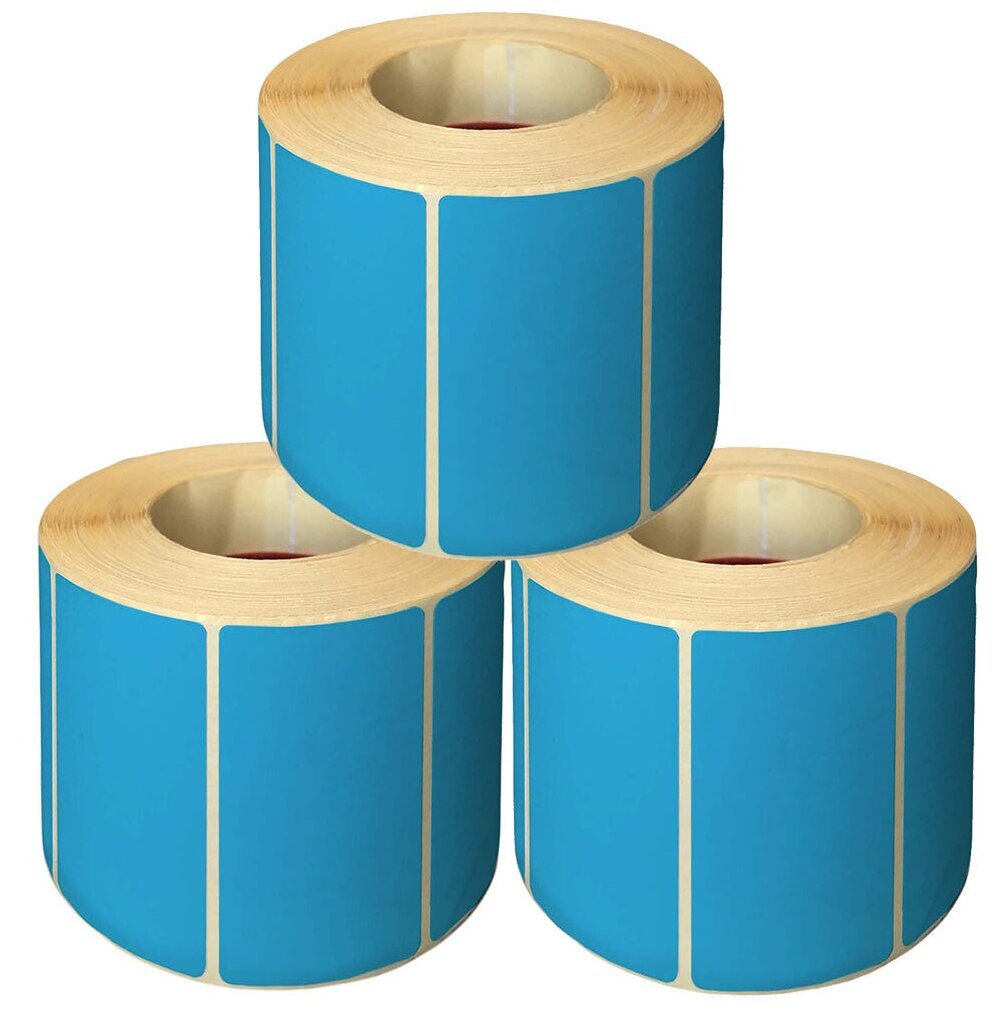 Термоэтикетки цветные 58х30мм ЭКО голубые, 700 шт. в рулоне (3 шт в упаковке)