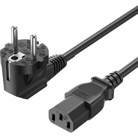 Кабель питания Vention C13, угловая вилка - 1.8м. Чёрный