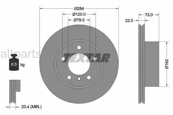 TEXTAR 92238403 Диск тормозной передний с покрытием PRO BMW TEXTAR 92238403