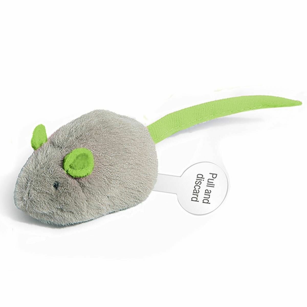 Игрушка для кошек Мышь со звуковым чипом GiGwi MELODY CHASER, цвет - серый/зеленый, 75536