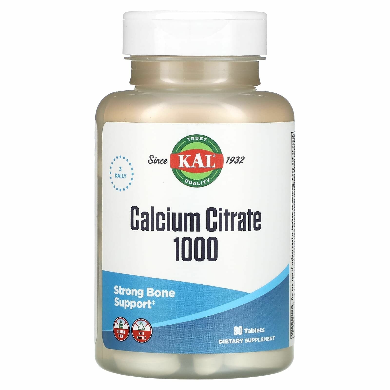 KAL Кальций Цитрат, Calcium Citrate 1000 мг, здоровье костей и зубов, 90 таблеток