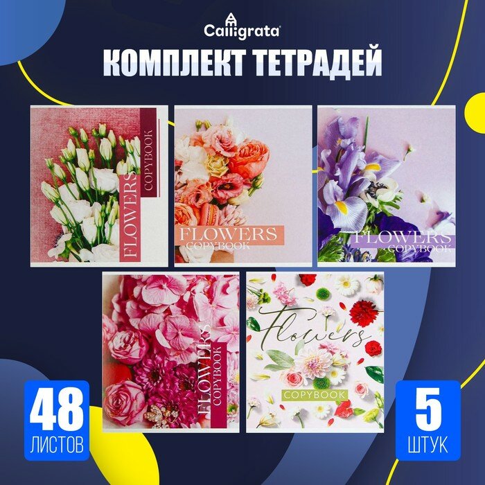 Набор тетрадей 48 листов в клетку Calligrata Цветной камуфляж, обложка мелованный картон, 5 шт.