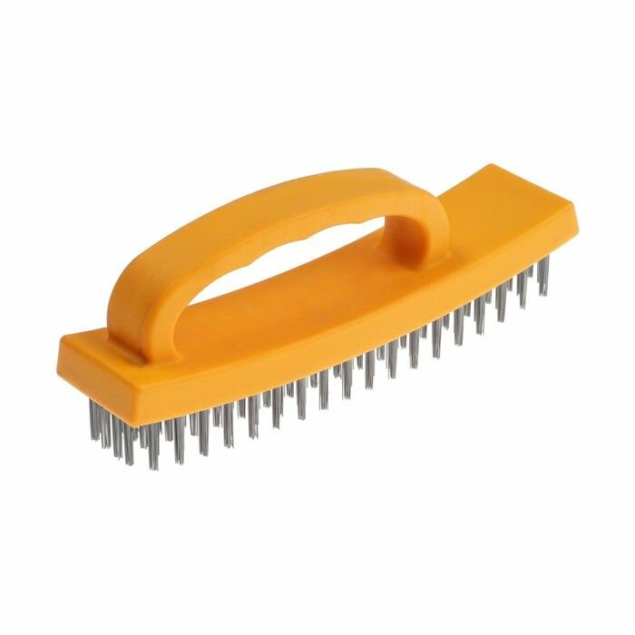 Щетка металлическая ручная тундра, пластиковая рукоятка, 6-рядная