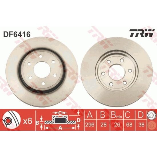 Диск тормозной передний Trw для NISSAN Navara/Pathfinder, DF6416 (упак 2)
