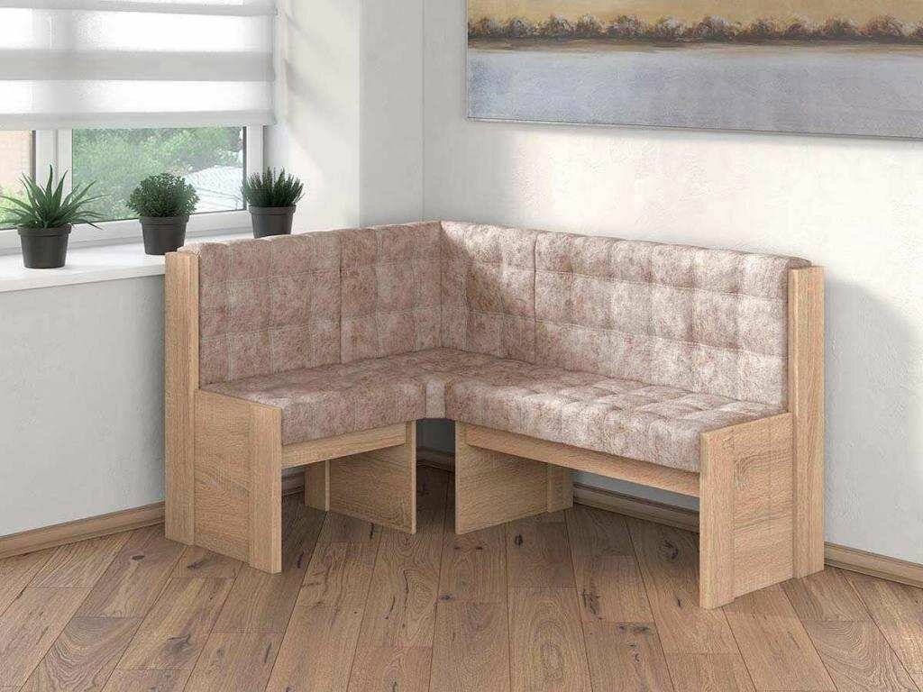 Скамья угловая Betel Квадро однотон ДУБ сонома, велюр латте Размеры: Высота 840мм Глубина 1060мм Ширина 1460мм