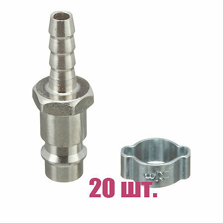 Штуцер для соединения 6 мм с обжимным кольцом (20 шт.)