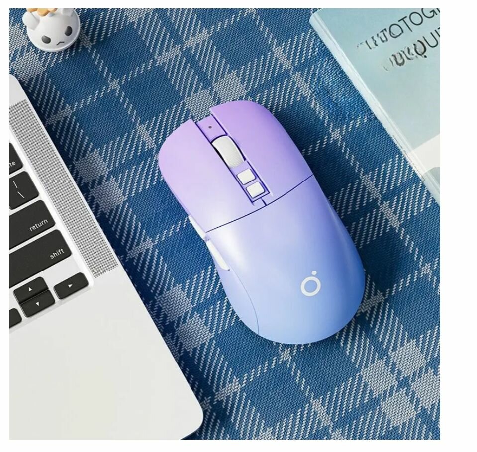 Беспроводная мышь EWEADN G309 , радиоканал, с подсветкой RGB, Сиреневый/Голубой