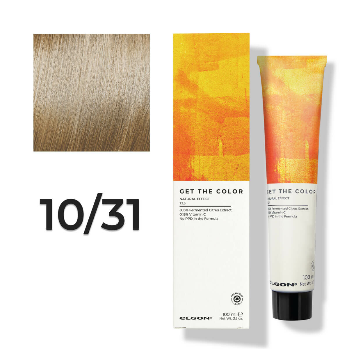 Стойкая краска для волос профессиональная Elgon Get the Color 10/31 Светлый блонд Золотисто-пепельный, 100 мл
