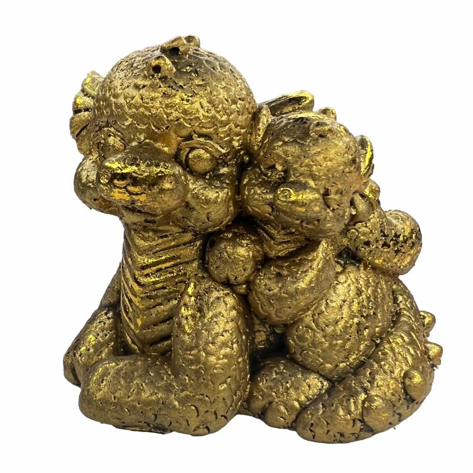 Фигурка Дракончик-мама с малышом L-7 H-6,5 см Цвет: Золото с позолотой