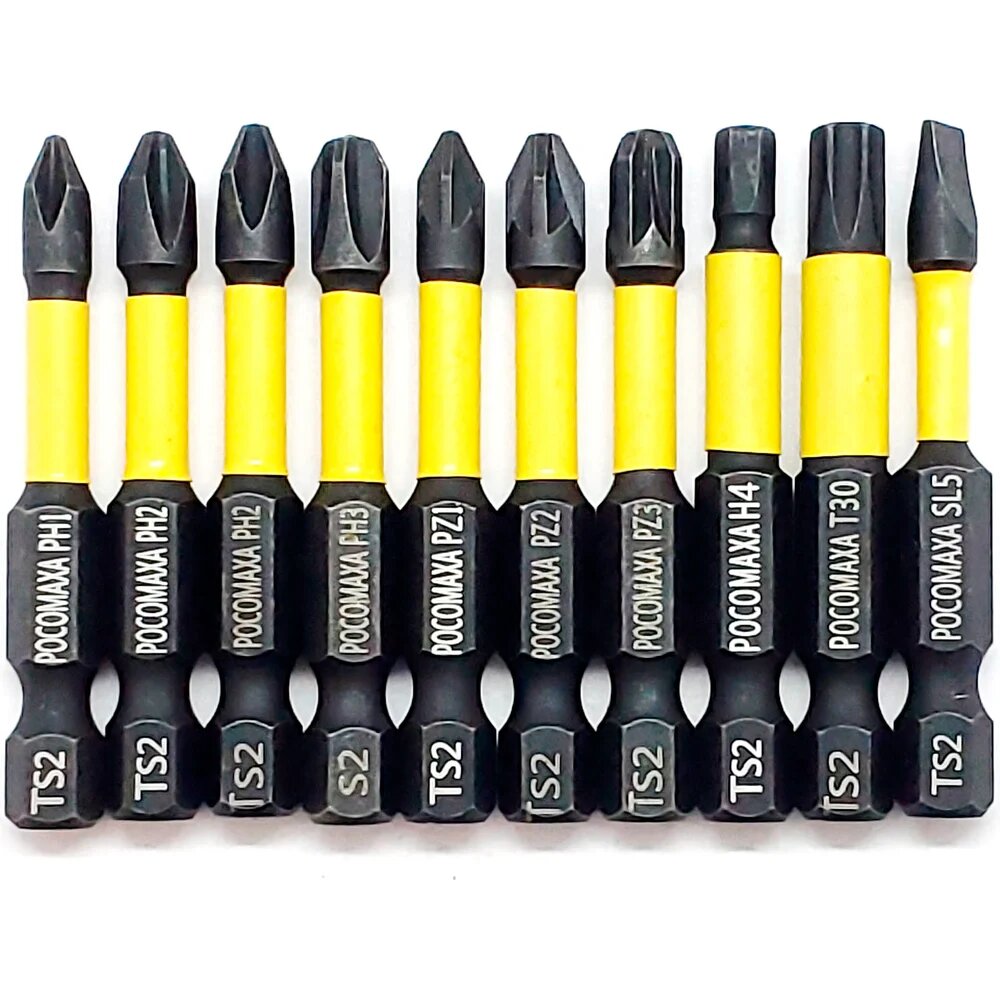 Набор магнитных ударных бит длиной 50 мм (Ph1/Ph2/Ph2/Ph3/Pz1/Pz2/Pz3/SL5/T30/SW4) росомаха