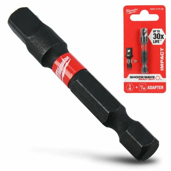 Переходник Milwaukee с 1/4" Hex на квадрат 1/4", 4932471826