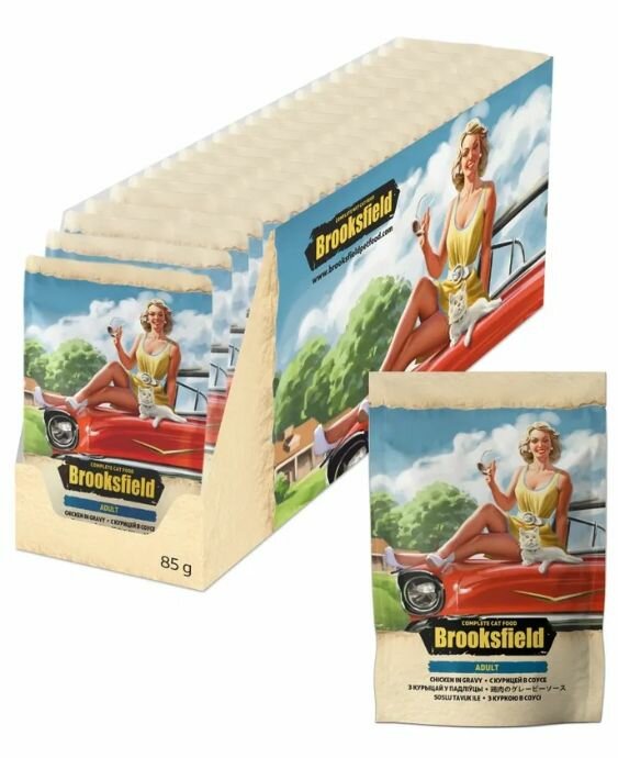 Корм для кошек влажный BROOKSFIELD (Бруксфилд) Adult (пауч) 12 шт - 85 г, Курица в соусе
