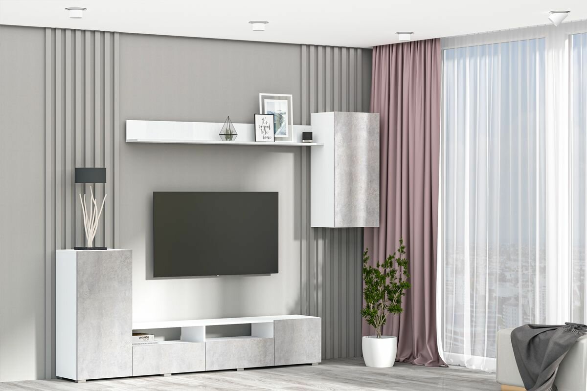 Комплект мебели для гостиной Аллегро композиция 2 Белый/Цемент светлый