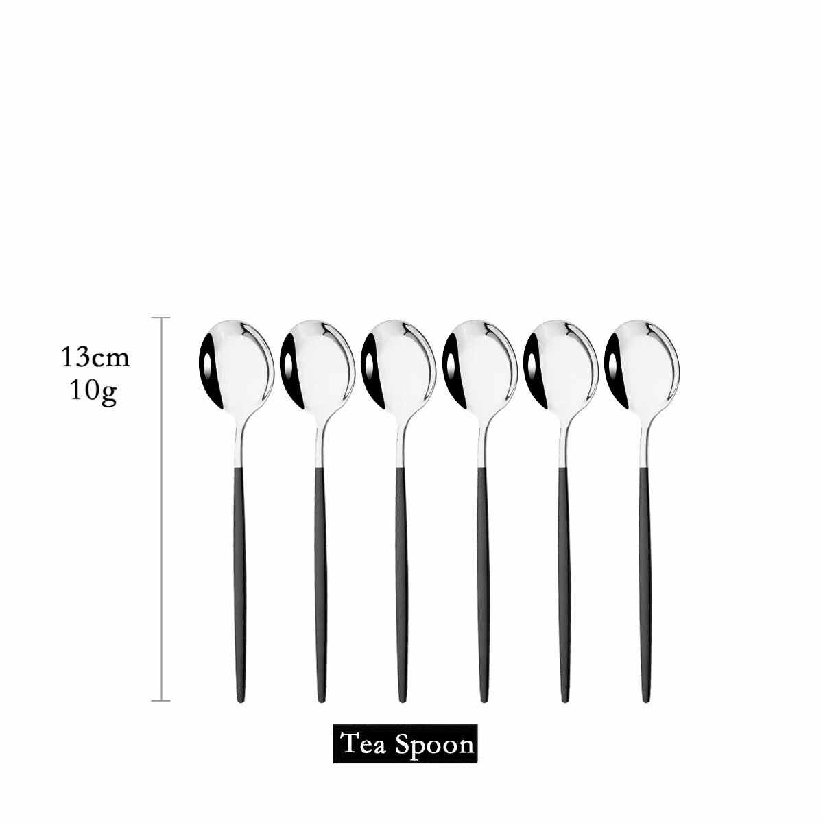 Набор чайных ложек из нержавеющей стали Uniturcky Black Silver