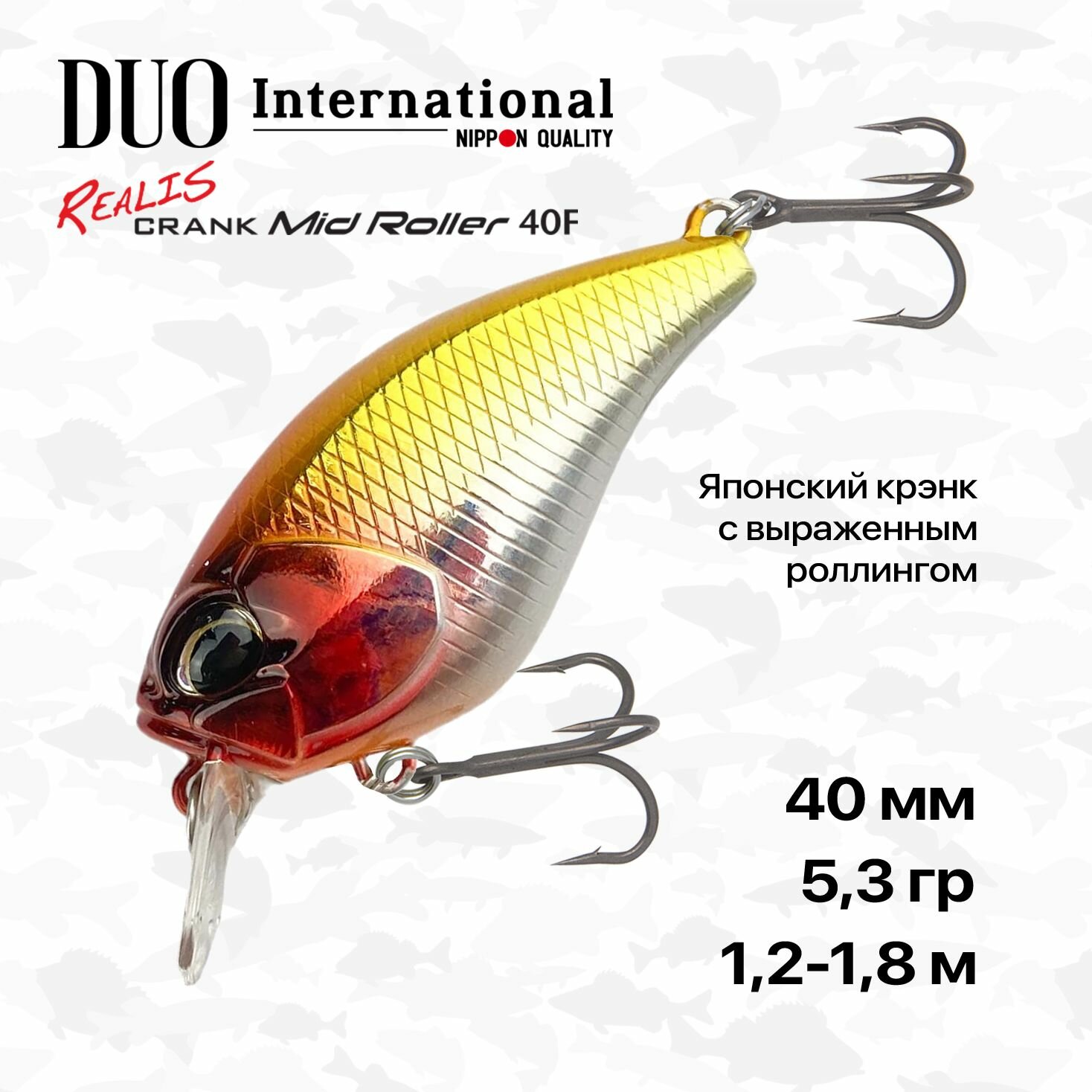 Воблер DUO Realis Crank Mid Roller 40F, 40 мм, 5,3 гр, #ADA3033 Prism Clown