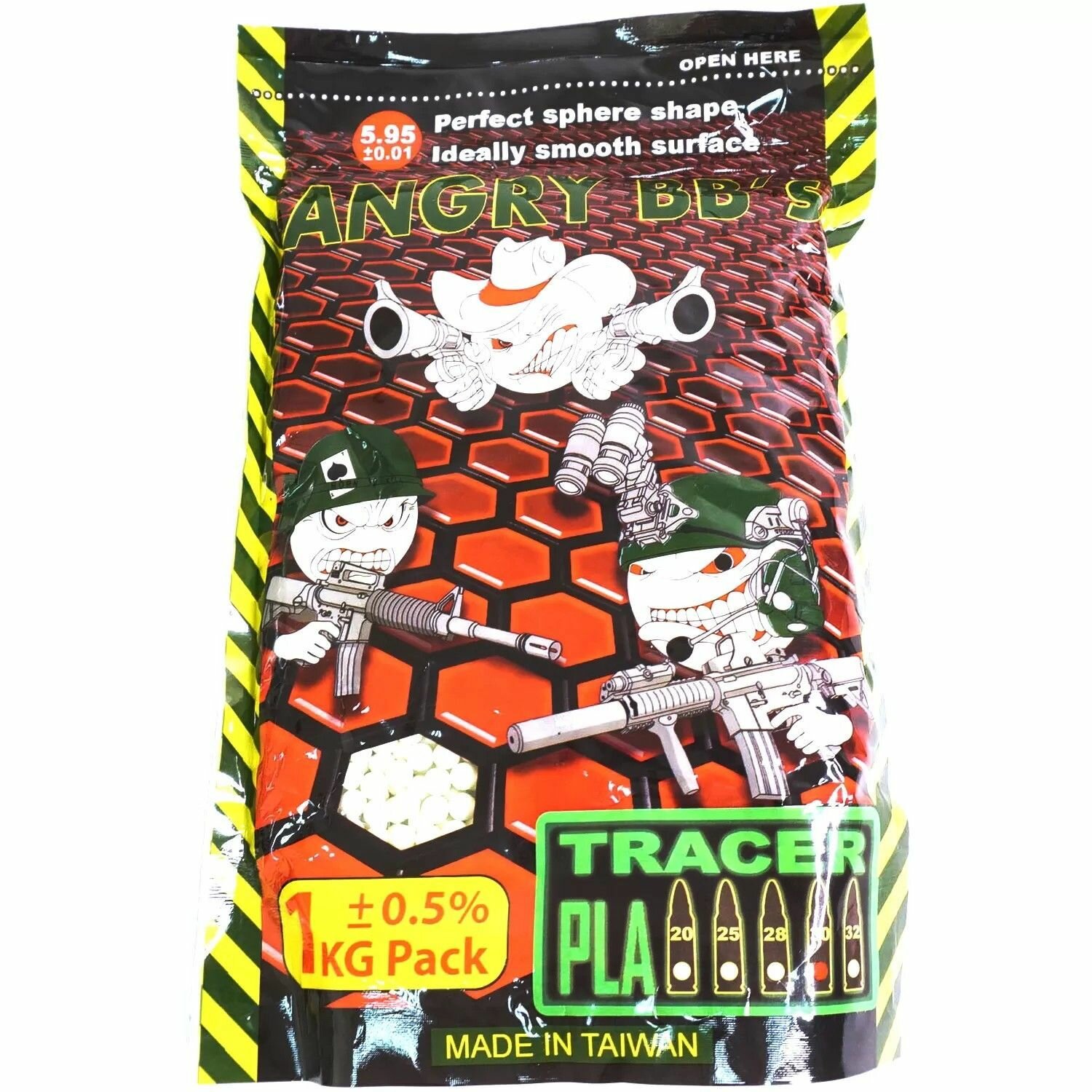 Шарики трассирующие ANGRY BBs 0,3 зеленые, 1кг