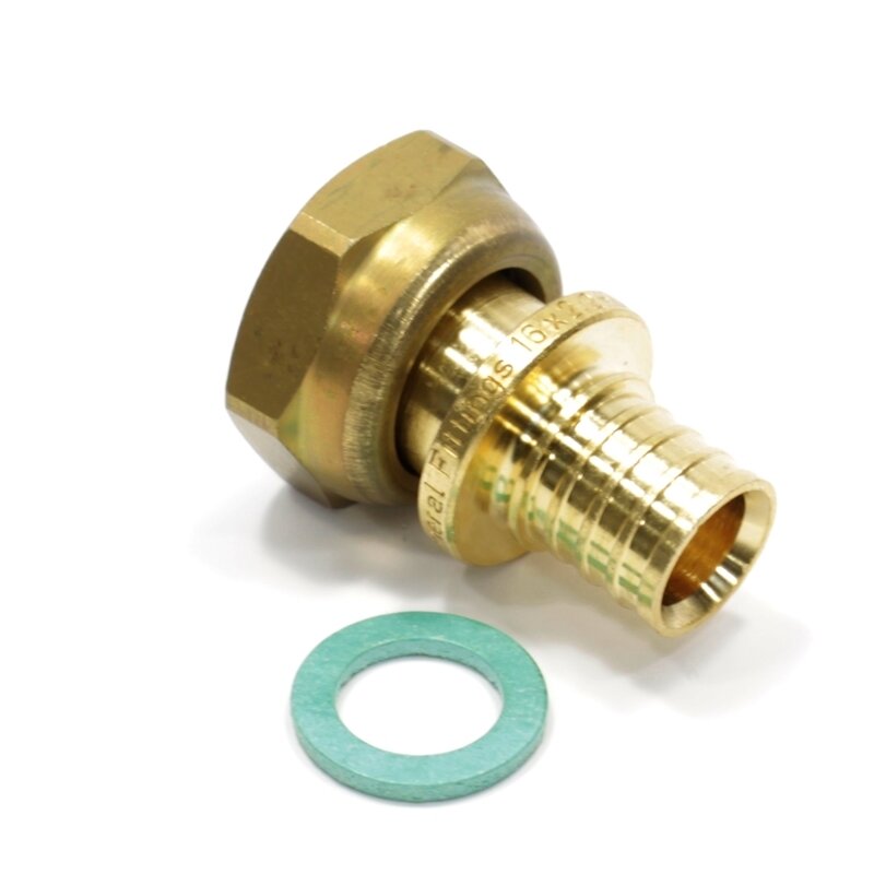 Переходник 16-1/2", General Fittings 3400, надв. гильза-резьба, вн, латунь, с накидной гайкой