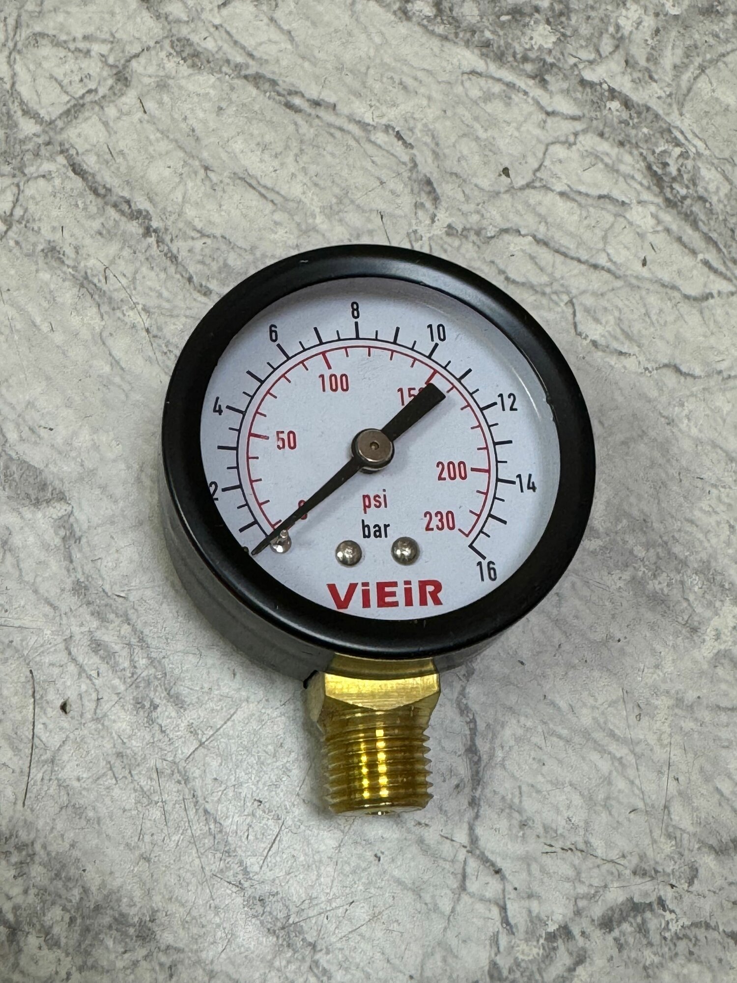 Манометр Vieir 1/4" 16 бар 50мм радиальный YLA16