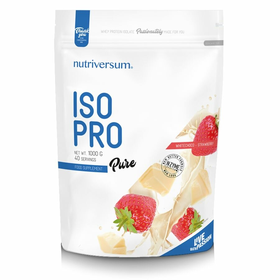 Nutriversum Протеин Pure ISO PRO 86% белый шоколад, клубника 1000 г