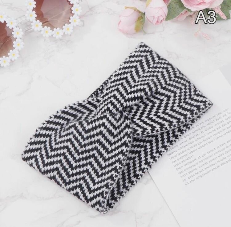 Шерстяная, вязаная, теплая повязка на голову