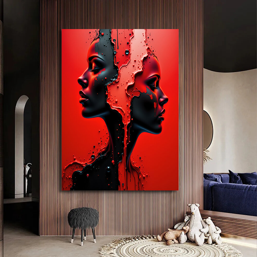 ПОП АРТ / силуэт девушки, яркая картина на стену / в гостинную, 40х60 см.