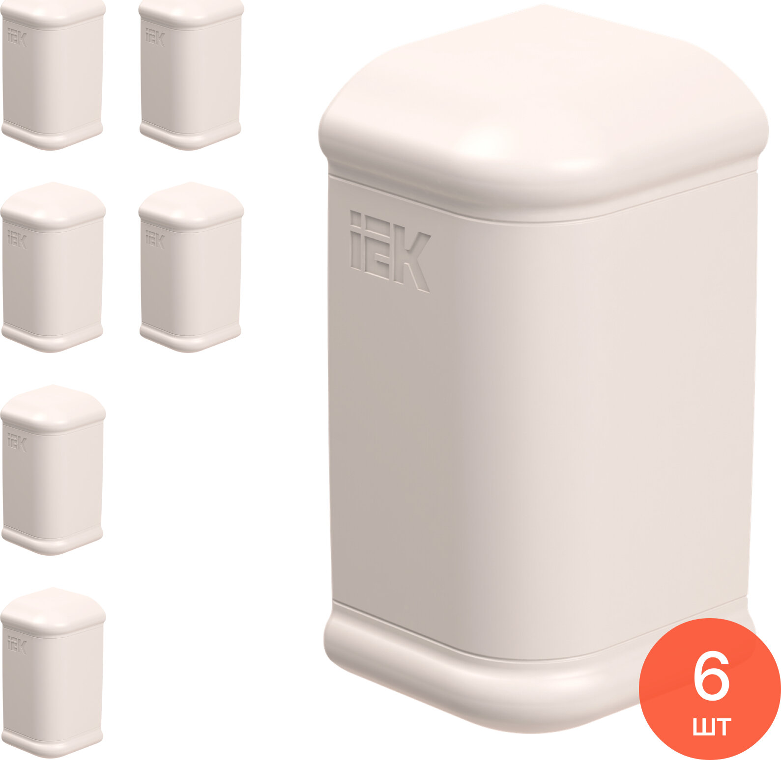 Заглушка IEK / ИЭК Primer, пластиковая белая, размером 80х40мм / аксессуары для кабель каналов (комплект из 6 шт)