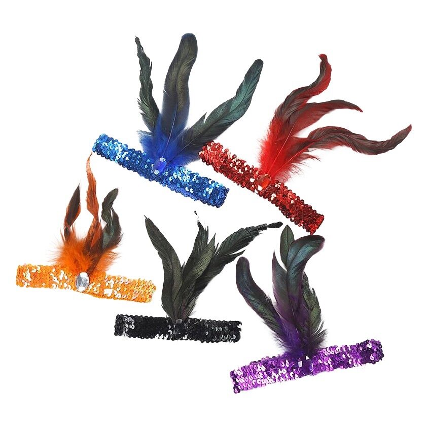 Повязка на голову "Куриный хвост", с пером, черная, 20x20 см