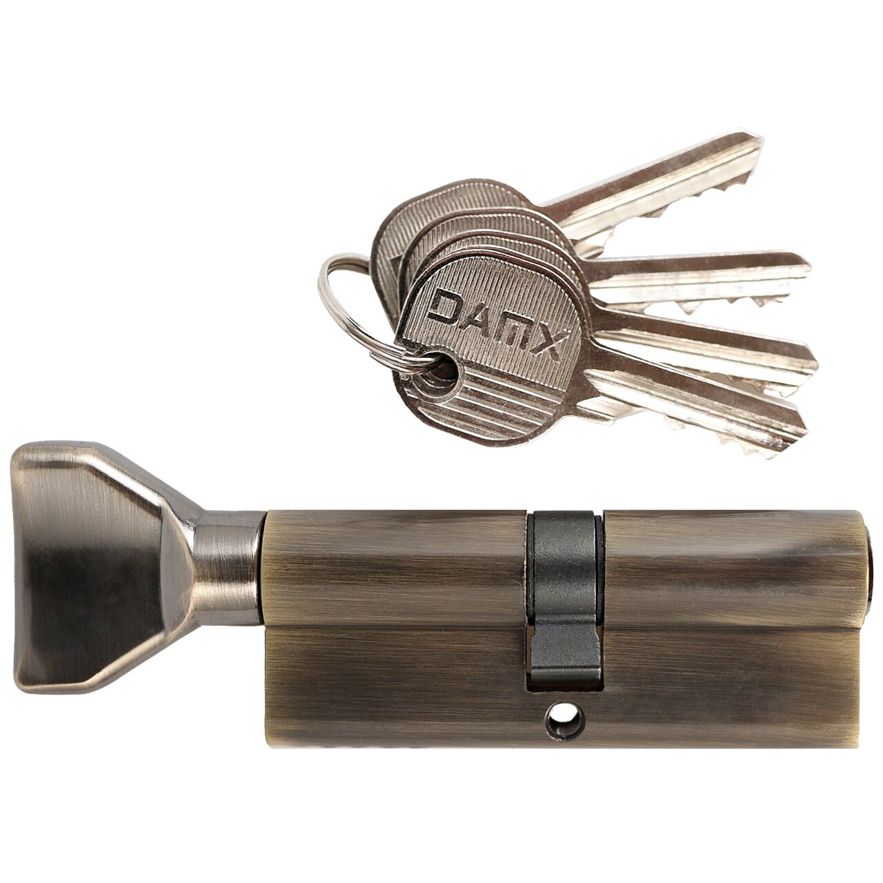 Цилиндровый простой механизм ключ-вертушка, 80 мм, бронзовый корпус, для дверей