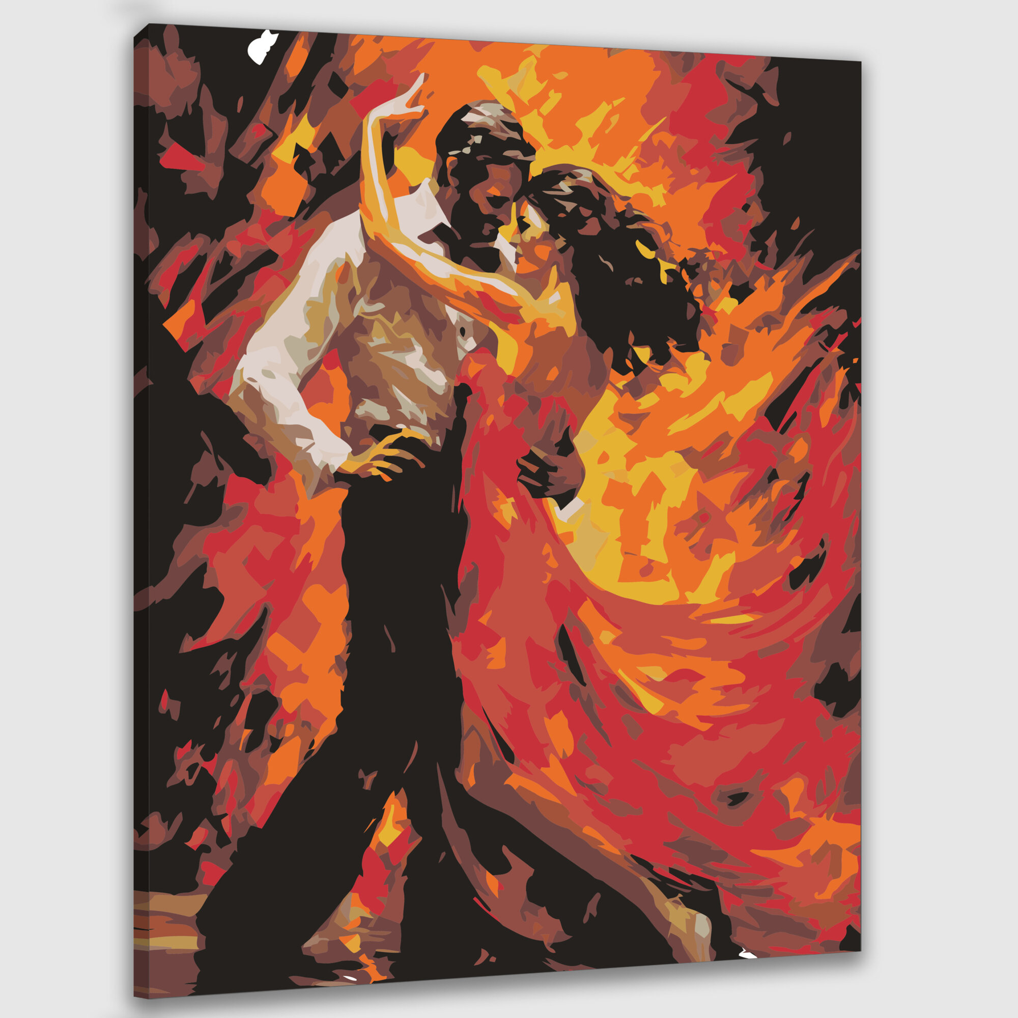 Картина по номерам 40x50 см, акриловая картина, огненная страсть, танго, мазки кисти, яркие краски, энергия