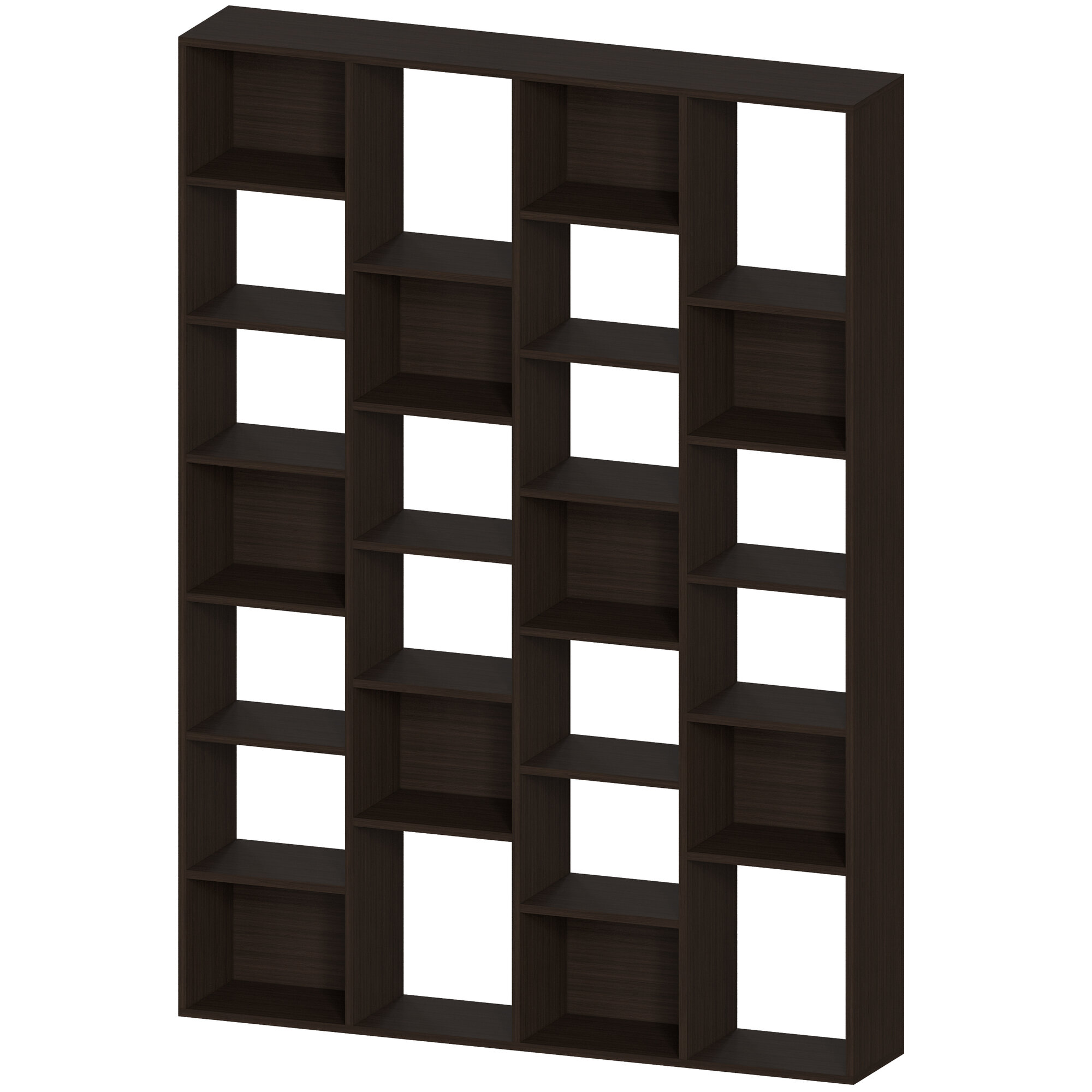 Стеллаж-перегородка sitymebel №4 Ширина 135,2 см, Глубина 25 см, Высота 188 см, цвет: Венге