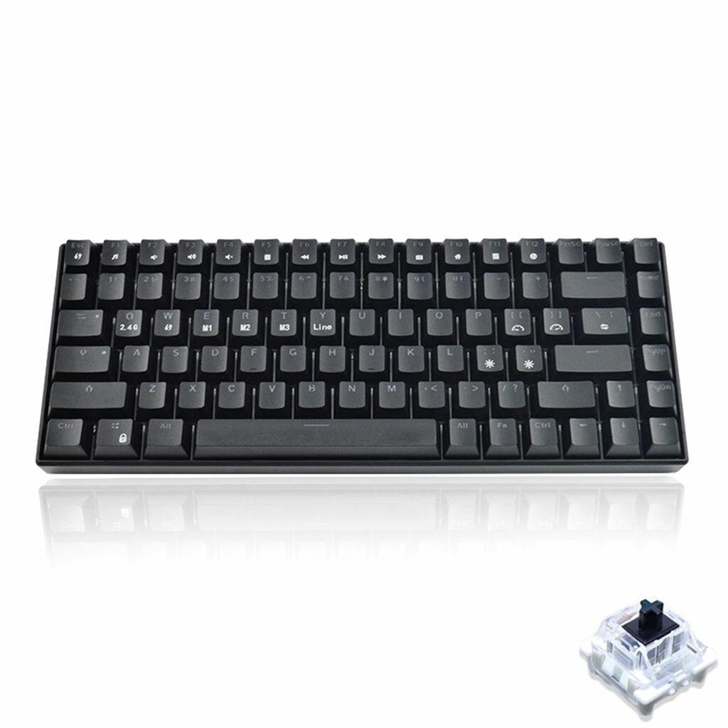 /2,4G Bluetooth-совместимая механическая игровая клавиатура 5,0, 80% компактная, 87 клавиш с белой подсветкой для настольных компьютеров
