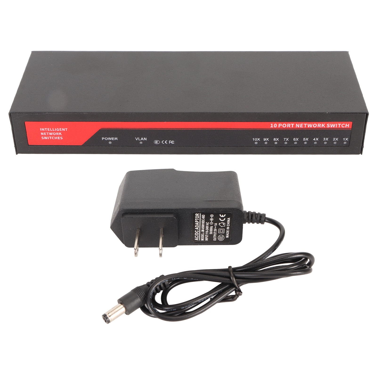 10-портовый коммутатор Gigabit Ethernet, 1000 м, автоматический MDI, MDIX, Plug and Play, Ethernet-сплиттер, вилка стандарта США, 110–240 В