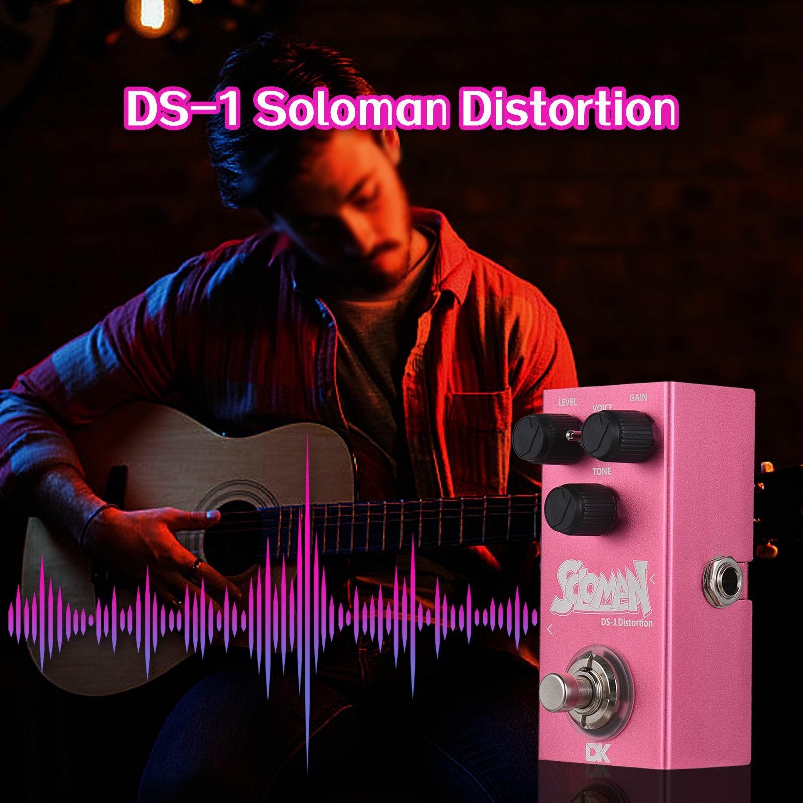 DK Soloman Distortion Pedal Педаль эффектов для электрогитары True Bypass Metal Shell DC 9V 6.35mm Входной/выходной интерфейс Мини-гитарный эффектор Distortion