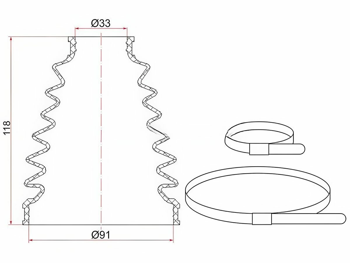 Пыльник ШРУС наружный, 2 хомута для Митсубиси Аутлендер арт C1285 SAT